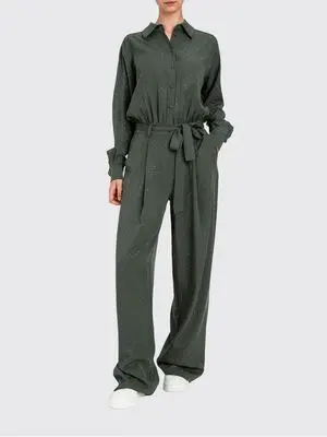 TWINSET Lyocell Twill Jumpsuit With Rhinestones