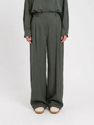 TWINSET Palazzo Trousers In Lyocell With Rhinestone Embellishments - Green