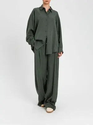 TWINSET Palazzo Trousers In Lyocell With Rhinestone Embellishments