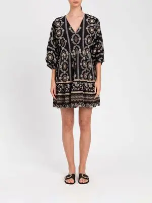 TWINSET U & B Embroidered V-neck Mini Dress