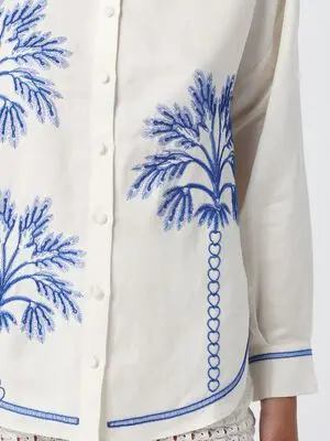 TWINSET Linen Blend Embroidered Shirt