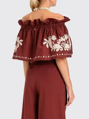 TWINSET Embroidered Off-the-shoulder Top