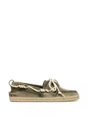 GOLDEN GOOSE Cruise Moccasins In Military Canvas With White Trekking Laces - Green