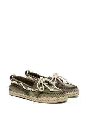 GOLDEN GOOSE Cruise Moccasins In Military Canvas With White Trekking Laces - Green