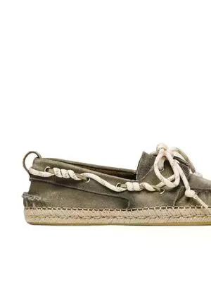 GOLDEN GOOSE Cruise Moccasins In Military Canvas With White Trekking Laces - Green