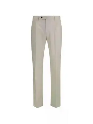 GERMANO 1952 Beige Merino Wool Tailored Trousers - Neutrals
