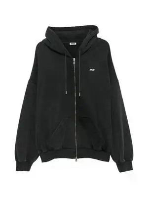 AVAVAV Logo Embroidered Zip-up Hoodie - Black