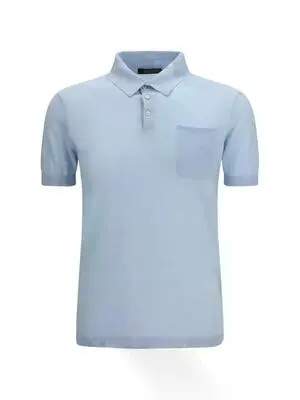 ARAGONA Short-sleeve Chest-pocket Polo Shirt - Blue