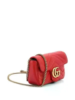 Gucci Matelassé Leather Super Mini Crossbody Bag - Red
