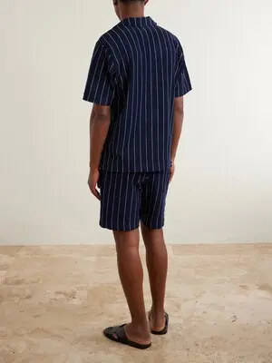 Orlebar Brown Hawkin Stripe Towelling Cotton Shirt - Blue
