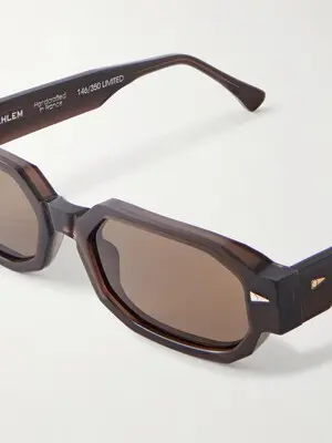 AHLEM Jules Tortoiseshell Acetate Oval Sunglasses - Brown