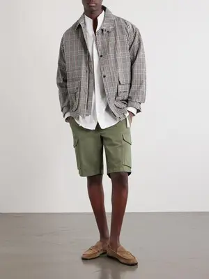SLOWEAR Straight-leg Cotton And Linen-blend Cargo Shorts - Green