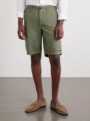 SLOWEAR Straight-leg Cotton And Linen-blend Cargo Shorts - Green