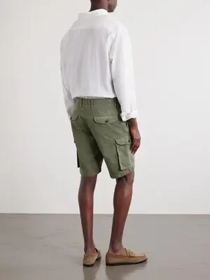 SLOWEAR Straight-leg Cotton And Linen-blend Cargo Shorts - Green