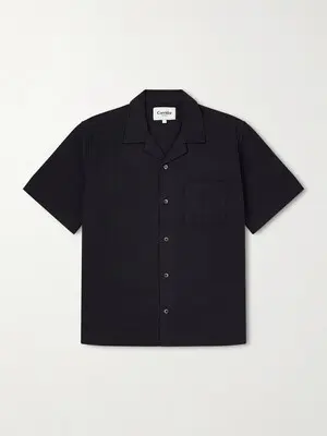 CORRIDOR Convertible-collar Cotton-hopsack Shirt - Black