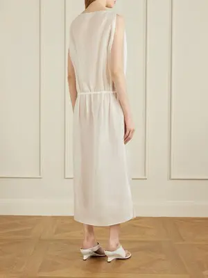 Khaite Tia Cotton And Silk-blend Midi Dress - Neutrals