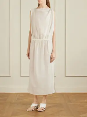 Khaite Tia Cotton And Silk-blend Midi Dress - Neutrals