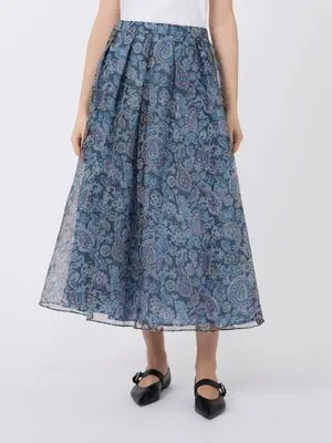 Max Mara Long Printed Silk Organza Skirt