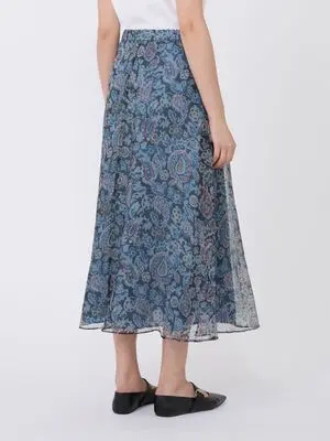 Max Mara Long Printed Silk Organza Skirt