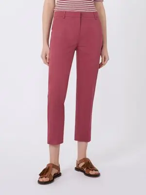 Max Mara Slim Fit Stretch Cotton Cropped Trousers