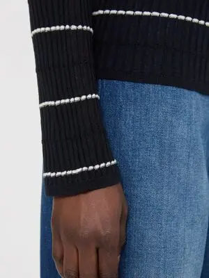 Max Mara Slim-fit Wool And Silk Rib-knit Sweater - Navy