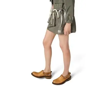 Miu Miu Technical Fabric Mini Skirt With Logo Detail