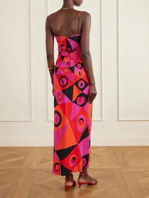 Emilio Pucci Printed Silk Crepe De Chine Maxi Dress - Pink