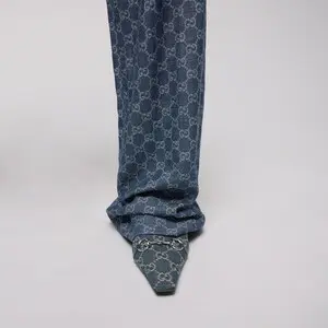 Gucci Vittoria Ballerina In Gg Denim