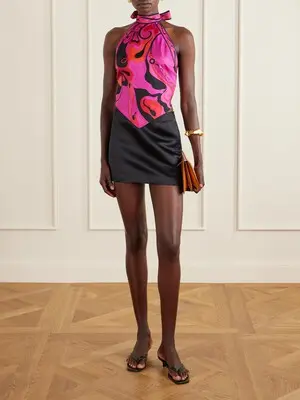Emilio Pucci Printed Silk-twill Halterneck Top