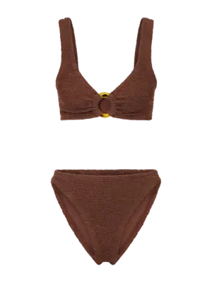 Hunza G Julia Embellished Original Crinkle Bikini - Brown