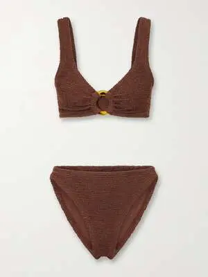 Hunza G Hunza G Julia Embellished Original Crinkle Bikini Chocolate