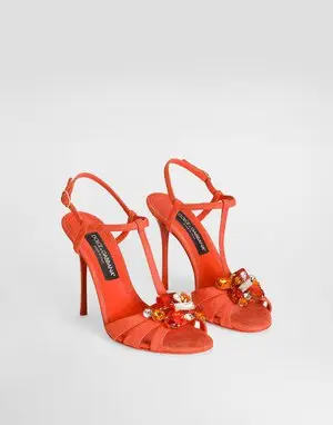 Dolce & Gabbana Brocade Sandals With Stones And Embroidery