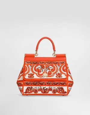 Dolce & Gabbana Small Sicily Handbag With Majolica Embroidery - Orange