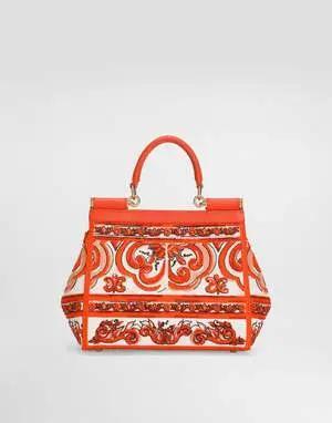 Dolce & Gabbana Small Sicily Handbag With Majolica Embroidery - Orange