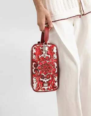 Dolce & Gabbana Majolica Print Lock Canvas Handbag - Multicolor