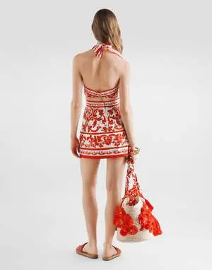 Dolce & Gabbana Majolica-print Poplin Halter Dress