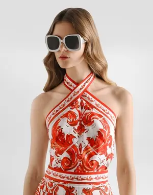 Dolce & Gabbana Majolica-print Poplin Halter Dress