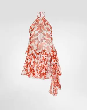 Dolce & Gabbana Majolica-print Chiffon Halterneck Dress - Multicolor