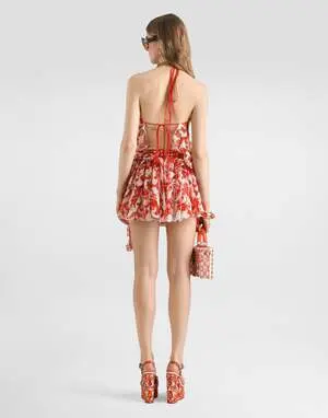 Dolce & Gabbana Majolica-print Chiffon Halterneck Dress