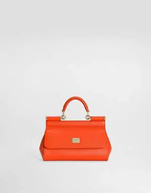 Dolce & Gabbana Dolce & Gabbana Mini Sicily Handbag In Calfskin Orange