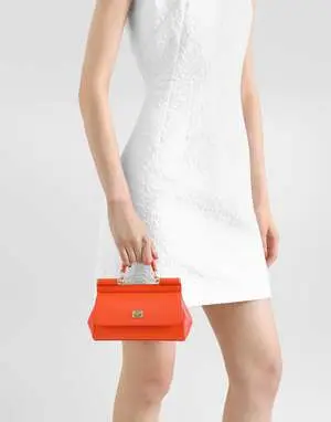 Dolce & Gabbana Mini Sicily Handbag In Calfskin - Orange