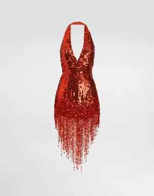 Dolce & Gabbana Sequin Embroidered Tulle Dress