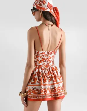 Dolce & Gabbana Majolica-print Poplin Short Dress