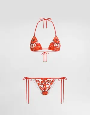 Dolce & Gabbana Dolce & Gabbana Majolica-Print Triangle Bikini Multicolor