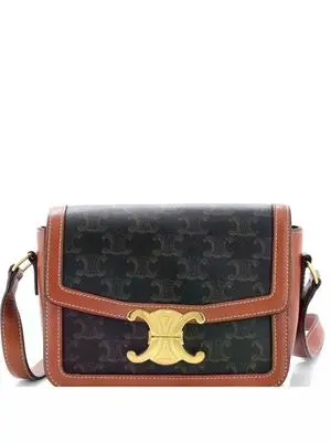 Celine Triomphe Coated Canvas Shoulder Bag - Brown