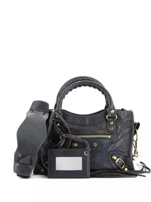 Balenciaga City Classic Studs Leather Mini Satchel - Grey