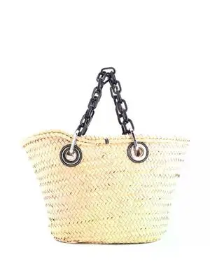 Loewe Medium Basket Chain Raffia Tote Bag
