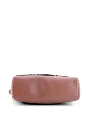 Burberry Note Leather With Vintage Check Canvas Medium Crossbody Bag
