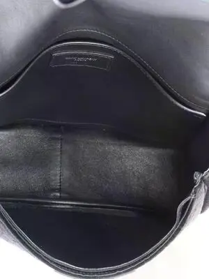 Saint Laurent Monogram Velvet And Suede Flap Messenger Bag - Black