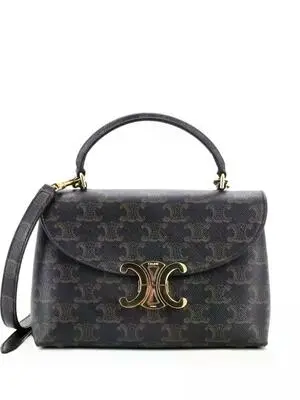 Celine Nino Top Handle Bag Triomphe Coated Canvas Teen Satchel - Brown